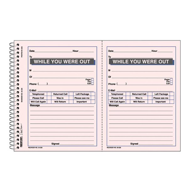 Rediform, RED50226, DeskSaver 2PP WYWO Message Book, 1 Each - Walmart.com