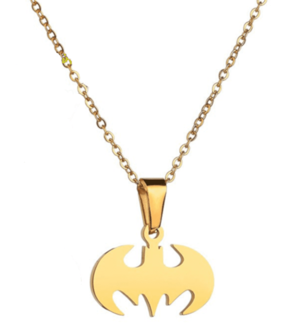 Batman Pendant Gold Plated Stainless Steel Tarnish Resistant Necklace ...