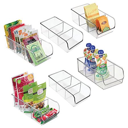 mDesign Plastic Food Packet Kitchen Storage Organizer Bin Caddy - Holds ...