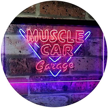 Muscle Car Garage Hot Rod Sport Car Bar Décor Dual Color LED Neon Sign ...