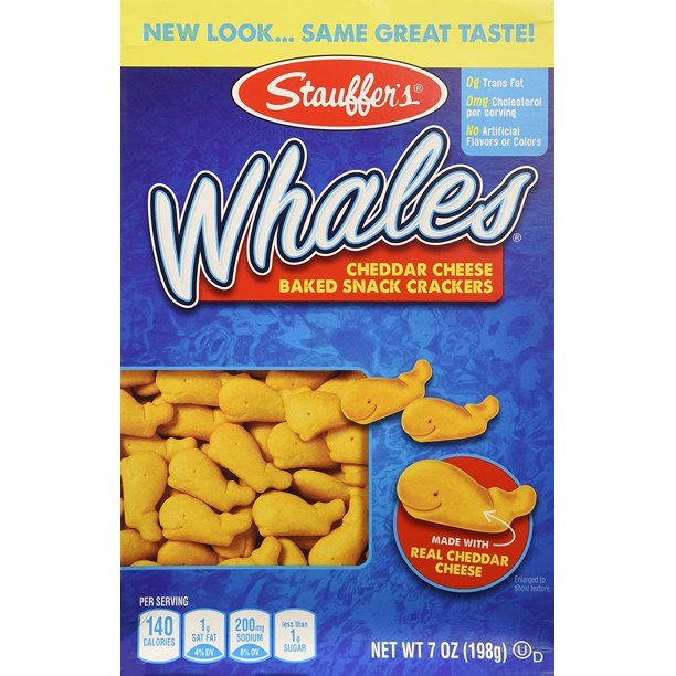 Stauffers Whales Baked Cheddar Snack Crackers, (2) 7 Oz Boxes - Walmart ...