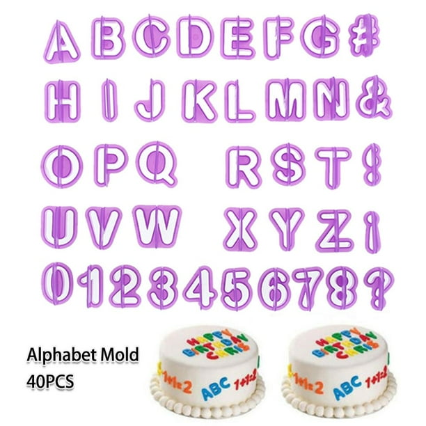 AMERTEER 40pcs Alphabet Mold Letter Fondant Mold Icing Cookie Cutter ...