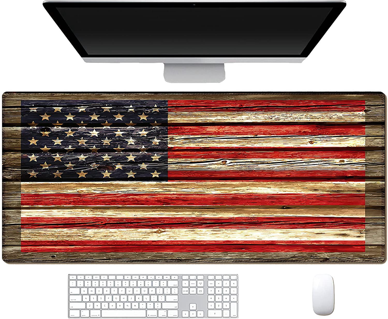 Vintage USA Flag on Wood Texture Large Gaming Mouse Pad for Computer ...