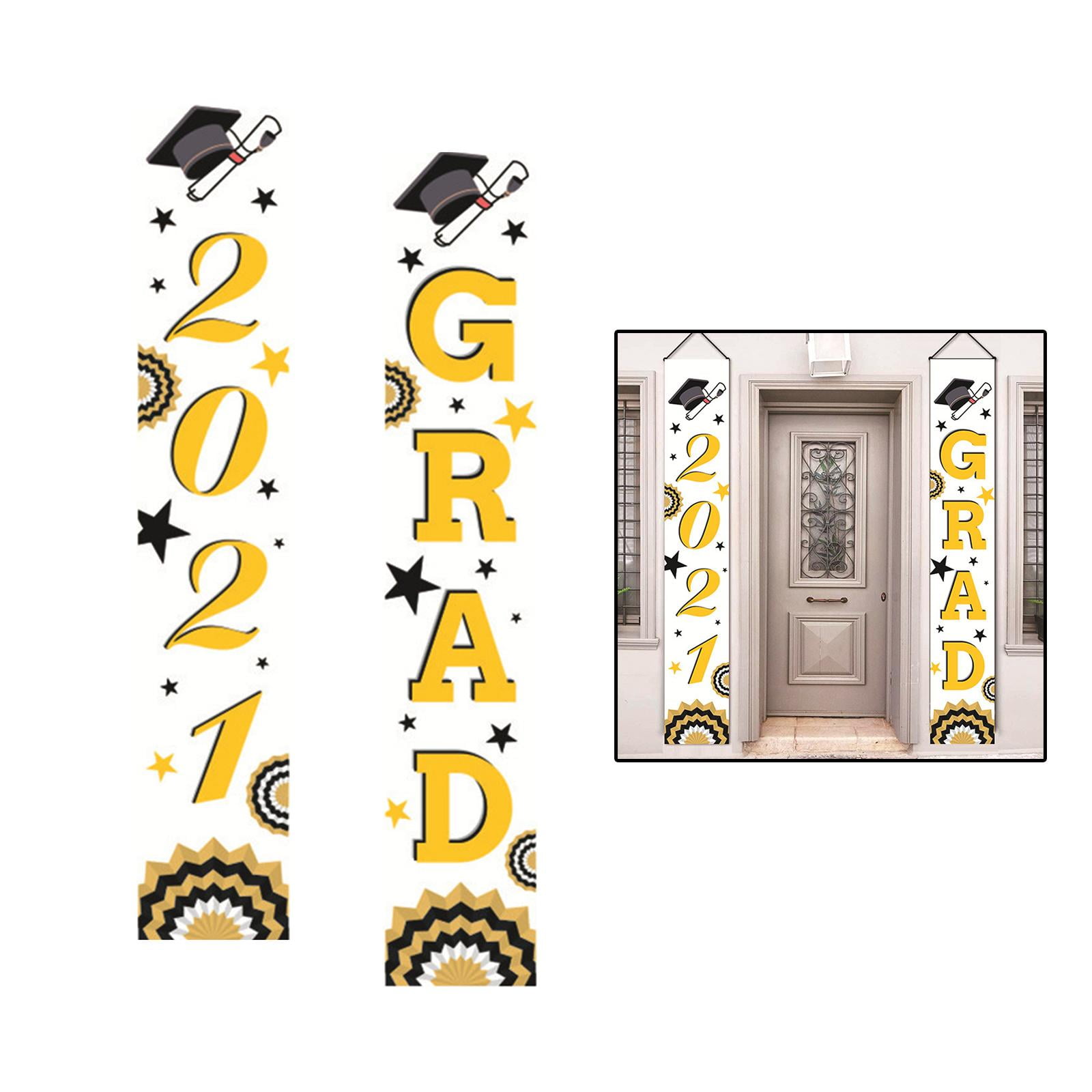 Class of 2021 Graduation Couplet Banners Party Hanging Flags Polyester ...