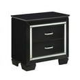 Mirror Accented Wooden Night Stand With 2 Drawer, Black- Saltoro Sherpi ...