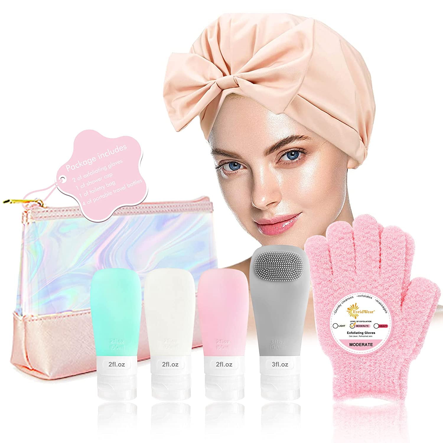 EvridWear Portable Travel Toiletries Set, 9 Piece Bath&Shower Set for ...