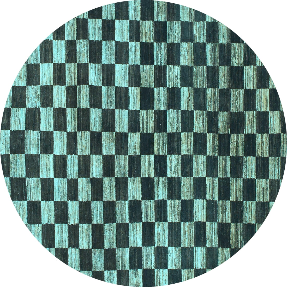Ahgly Company Indoor Round Checkered Light Blue Modern Area Rugs, 6 ...