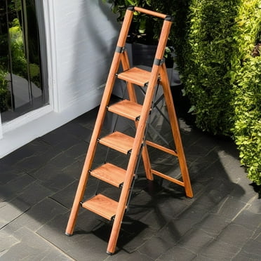 5 Step Ladder, Upgo Folding Step Stool with Extra Wide Anti-Slip Pedal ...