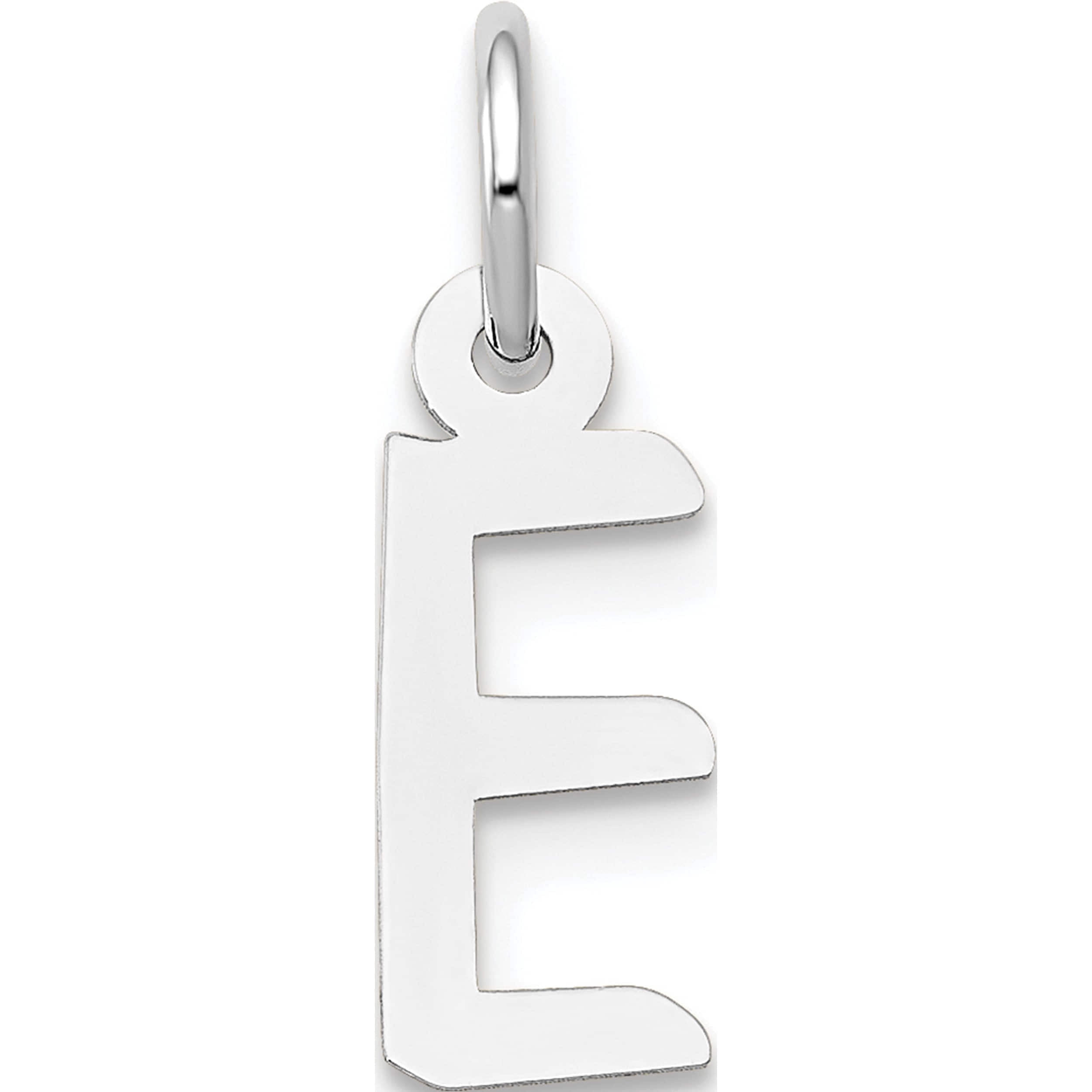 14K White Gold Small Slanted Block Letter E Initial Charm Made In ...