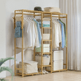 MoNiBloom Bamboo 6 Tier Wardrobe, Clothes Rack with Shelves and Pants ...