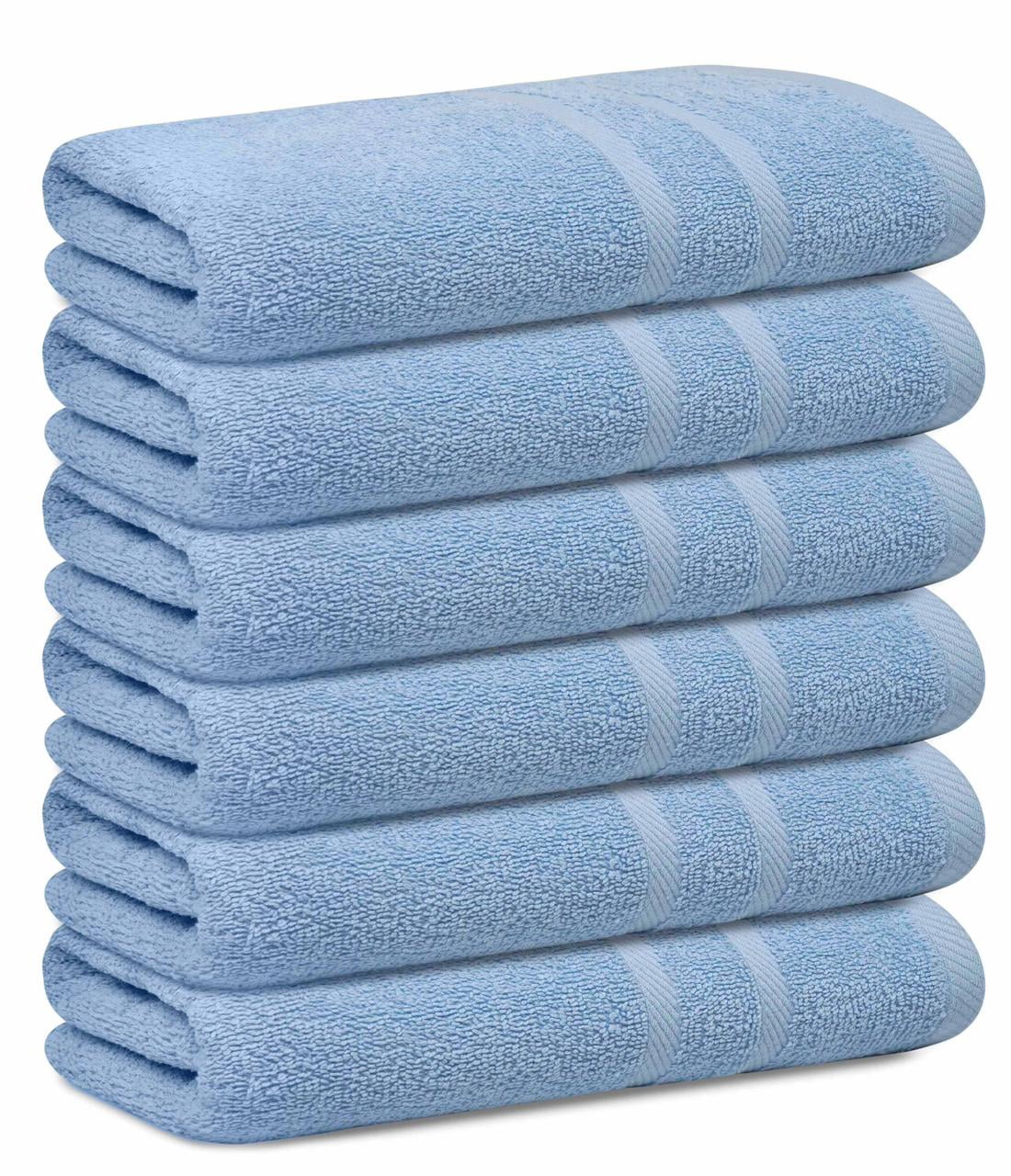Loop Terry - 6 Piece Bath Towel Set - 100% Cotton 24 x 46 inches, Aqua ...
