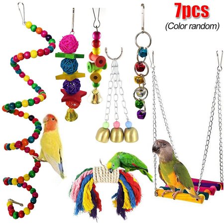 7 Pack Beaks Metal Rope Small Parrot Toys Budgie Cockatiel Cage Bird ...