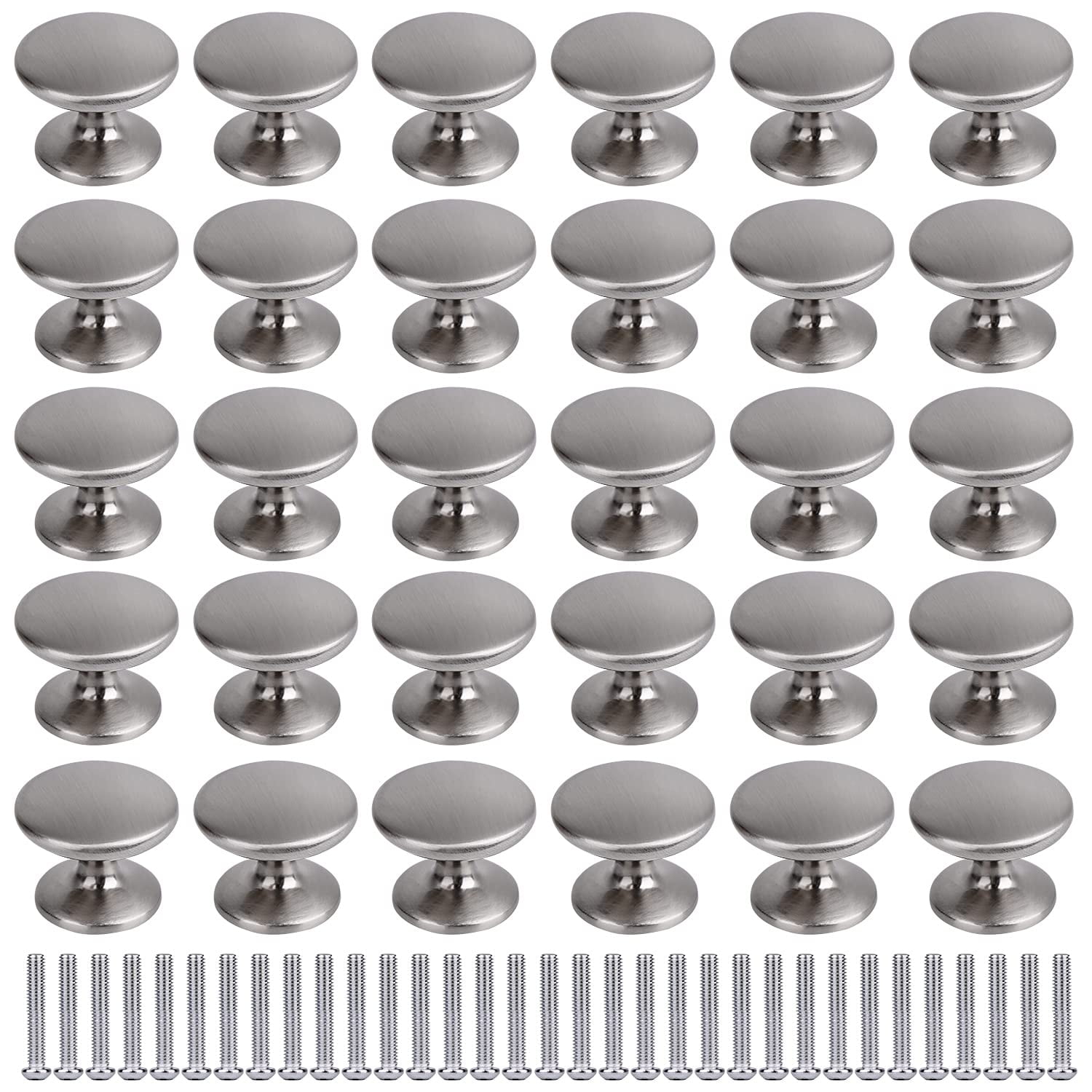 YIHATA 1 inch Drawer Knob, 30 Pack Kitchen Cabinet Knobs, Silver ...