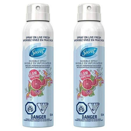 Secret, 132ml Invisible Spray Grapefruit Glam Antiperspirant and ...