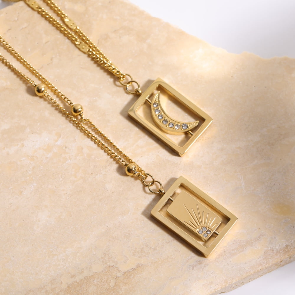 Click here for Nielieping Moon Sun Square Pendant Necklace-2pack prices