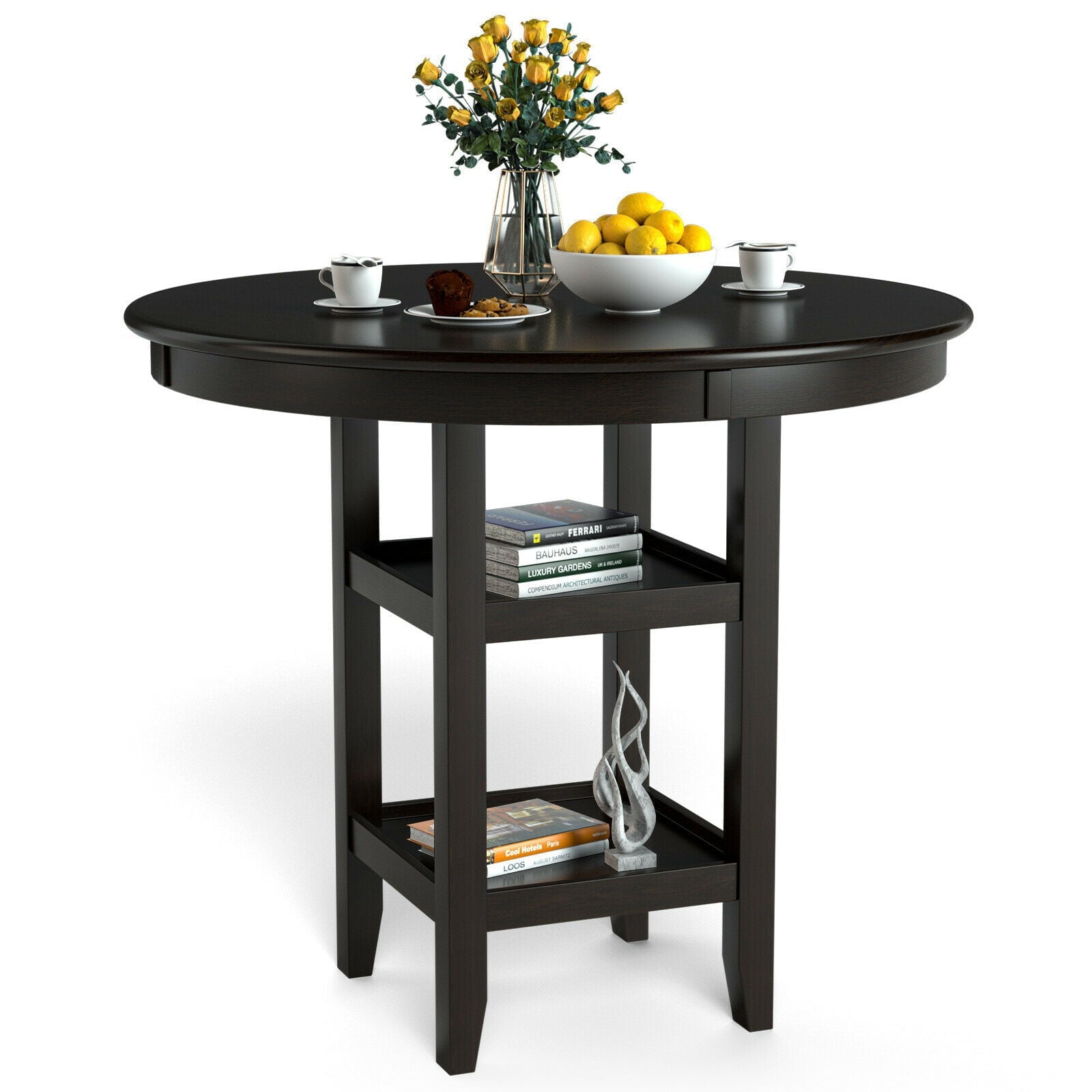 36.5" Counter Height Dining Table W/ 42" Round Tabletop & 2-Tier ...