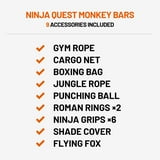 Vuly Ninja Quest Monkey Bars Jungle Gym with Net, Rings, Flying Fox and ...