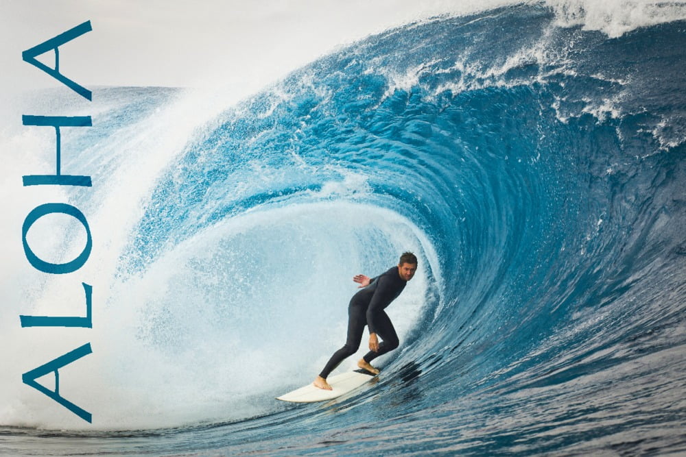 Surfer in Perfect Wave, Aloha (16x24 Giclee Gallery Art Print, Vivid ...