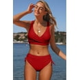 Beachsissi Womens High Waisted Bikini Twist Front Tie Back 2 Piece