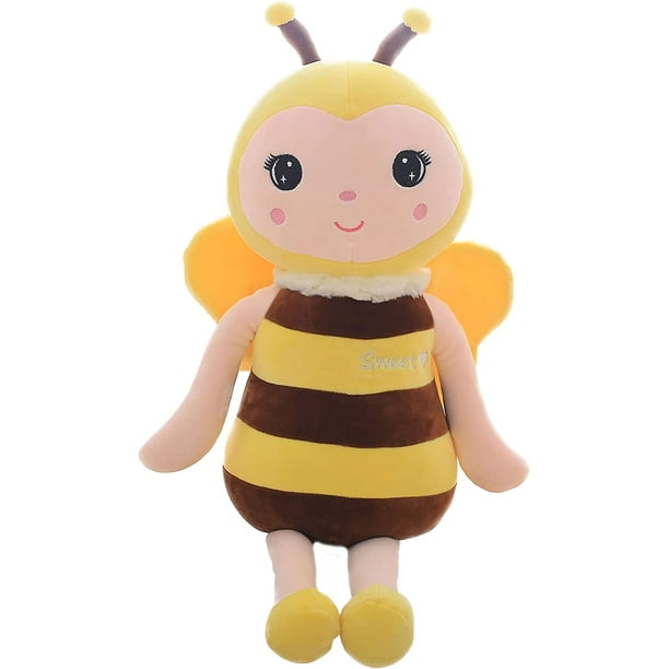 Cuddly Fuzzy Bumblebee Stuffed Animal with Smile Face and Yellow Wings ...