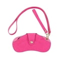 Hot Pink Leather Eyeglasses Case with Clip, Hard Shell Protective ...