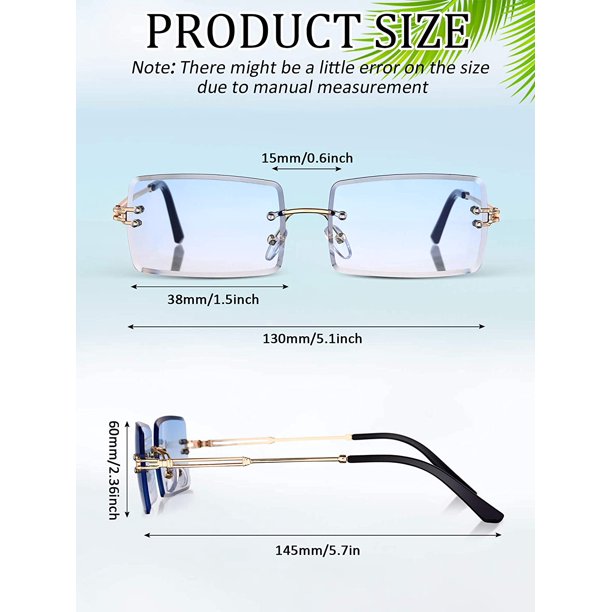 10 Pairs Rimless Rectangle Retro Sunglasses Frameless Square Glasses ...