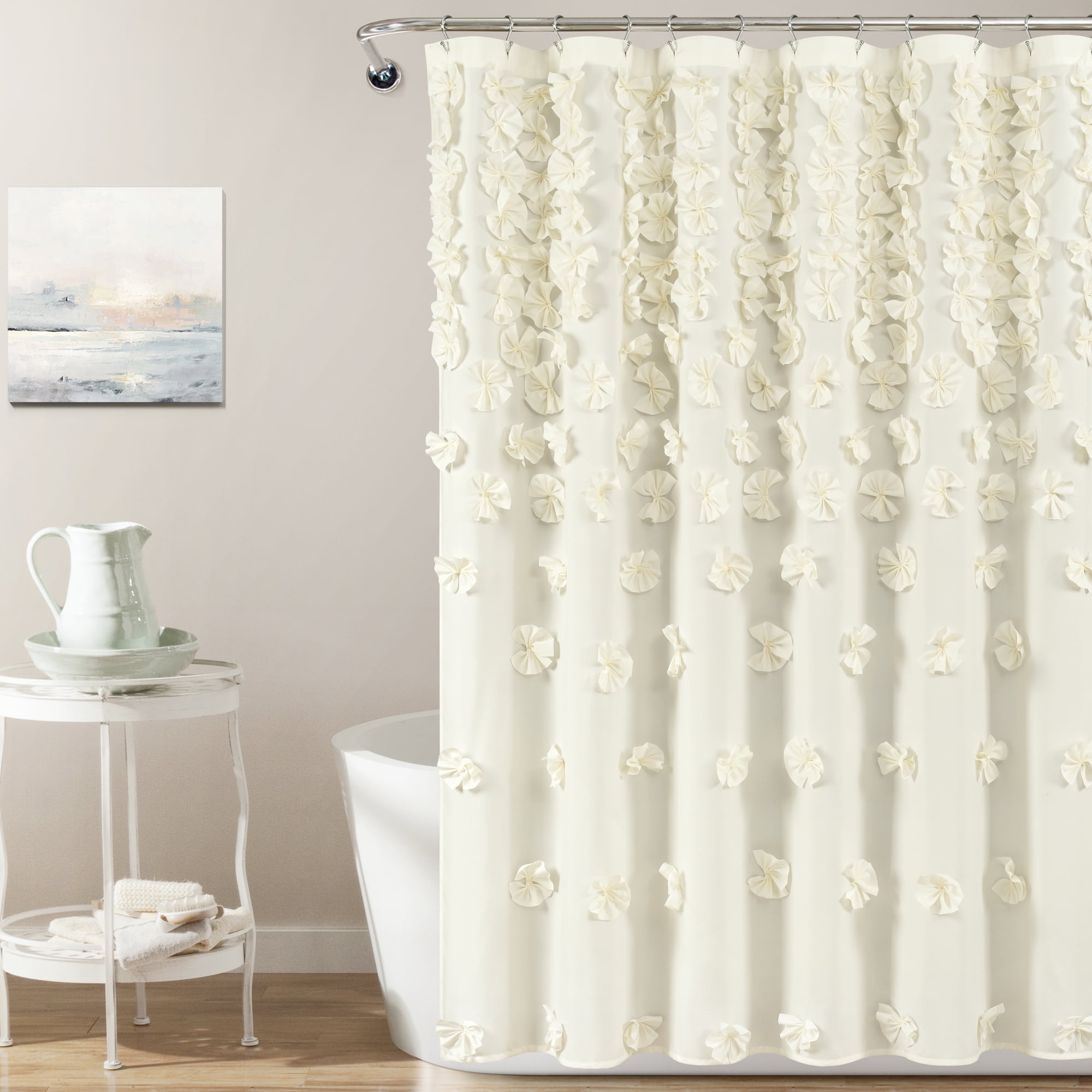 Lush Decor Ivory Riley Textured Shower Curtain, 72" x 72" - Walmart.com
