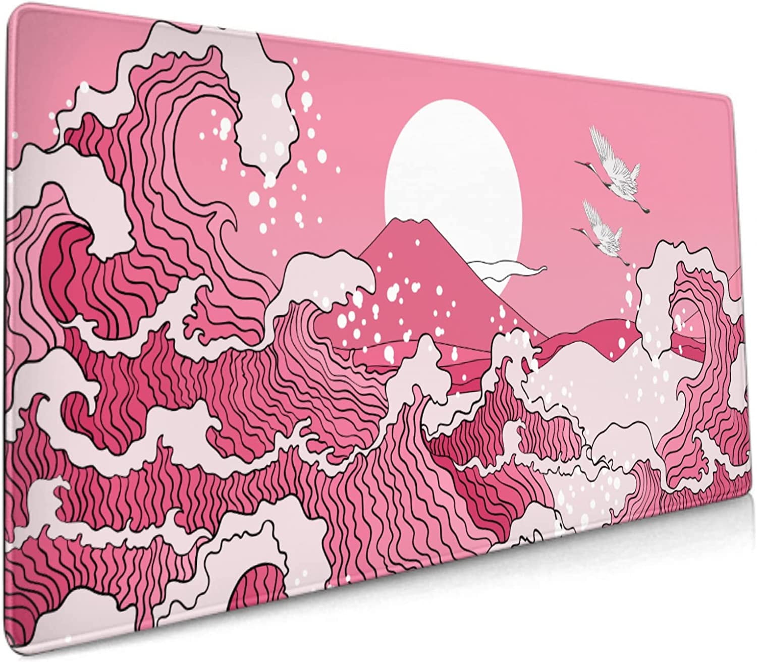 Japanese Pink Wave Gaming Mouse Pad 35.4 X 15.7 Inch XXL Cool Style Art ...