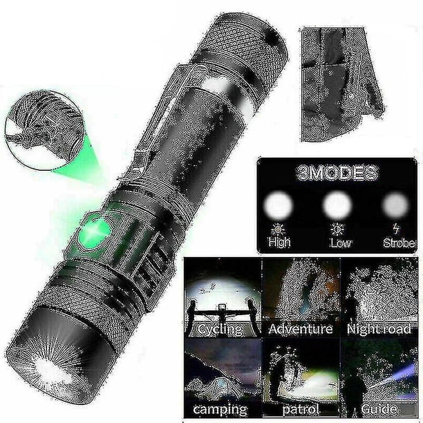 Super Bright 90000lm Led Tactical Flashlight Zoomable With Rechargeable ...