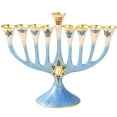 Matashi Hand Painted Enamel Menorah Candelabra w/ Star of David Design ...