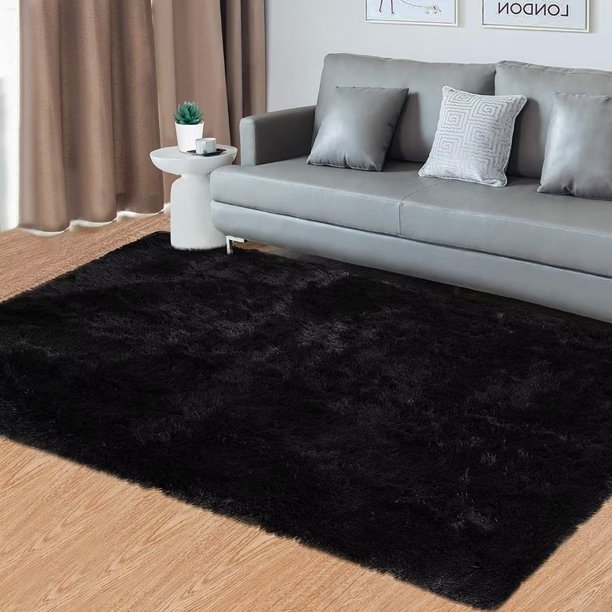 CAROMIO 6'x 9' Black Fluffy Soft Area Rug, Shag Fuzzy Rug for Entryway ...