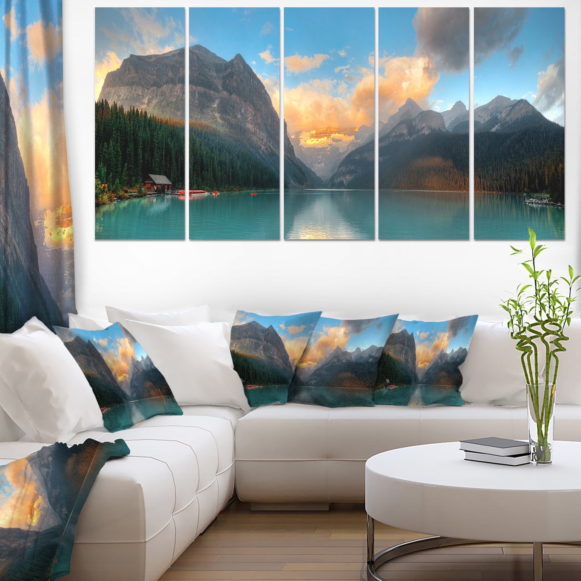 Click here for Designart Lake Louise Sunrise Banff Park - Modern... prices