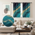 Blue and Gold Marble Pattern Blackout Curtains,Triple Weaved Fabric ...