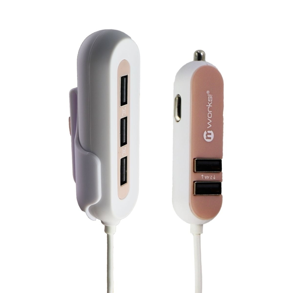 mWorks! mPOWER! 10.8A Front and Back Seat 5 Port Car Charger - Rose ...