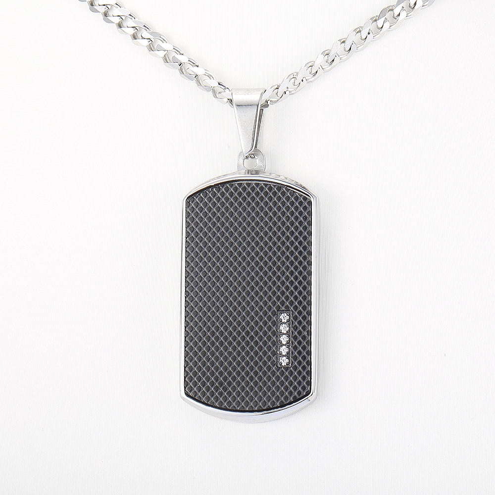 Dog Tag Pendant Necklace for Men Stainless Steel Cuban Chain - Walmart.com
