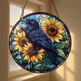 Raven Inspired Glass Style Window Hanging – Floral Nature Decor ...