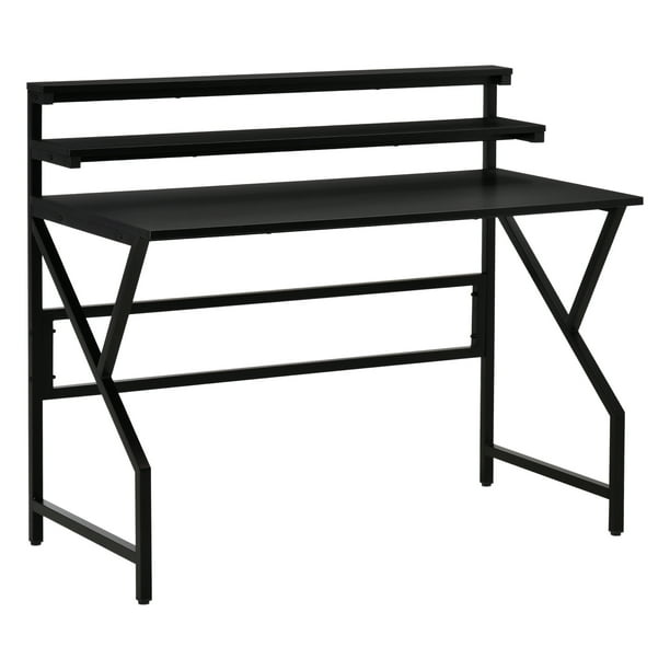 HOMCOM Modern Computer Desk, 47" Writing Desk with Elevate Shelves for ...