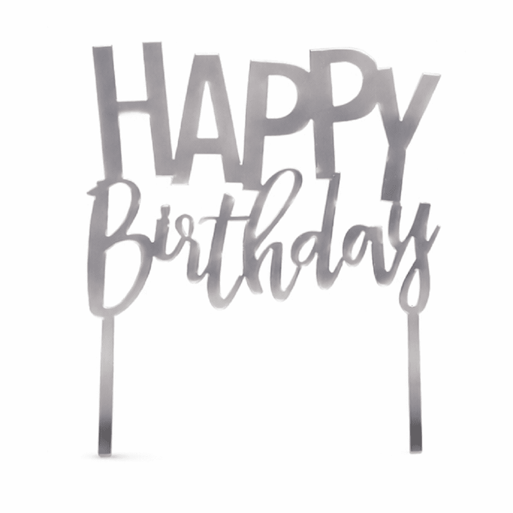 Click here for Fantastikparty Silver Happy Birthday Cake Topper... prices