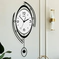 Modern Pendulum Wall Clock for Living Room, Round Decorative Silent Non ...