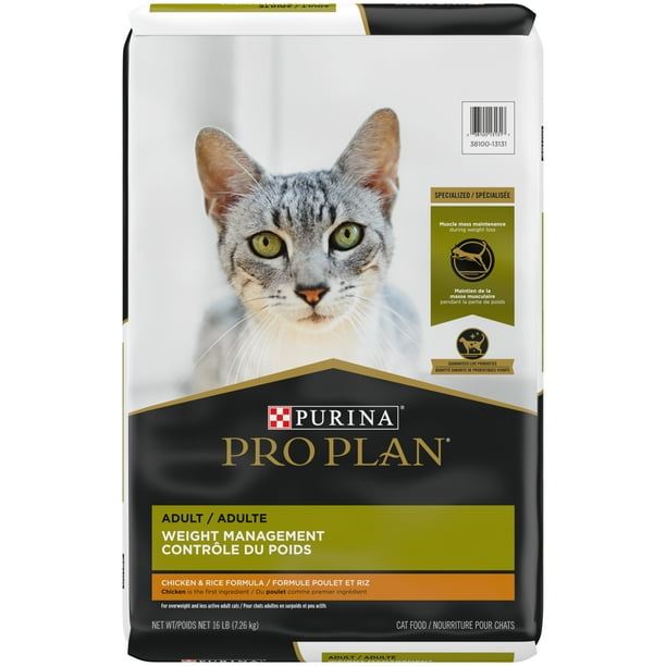 Purina Pro Plan Weight Management Dry Cat Food Chicken Rice, 16 lb Bag ...