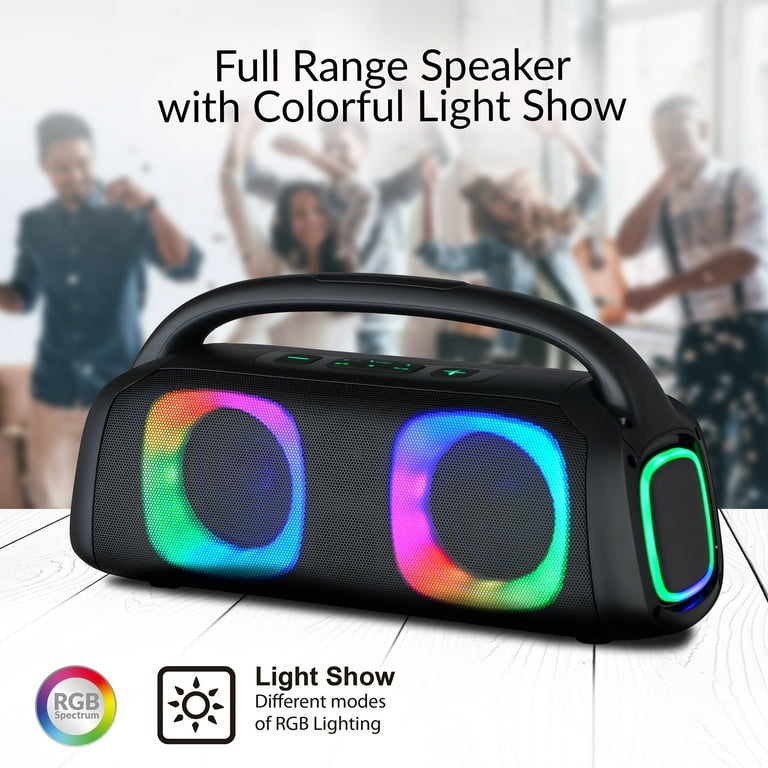 IQ Sound Bluetooth Boom Box Speaker with FM Radio, RGB Light IQ Sound Bluetooth Boom Box Speaker with FM Radio, RGB Light