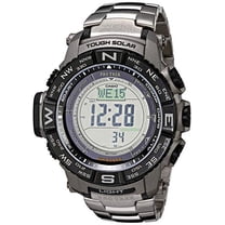 Casio Men's PRO TREK Atomic Solar Triple Sensor Watch, Titanium Band ...