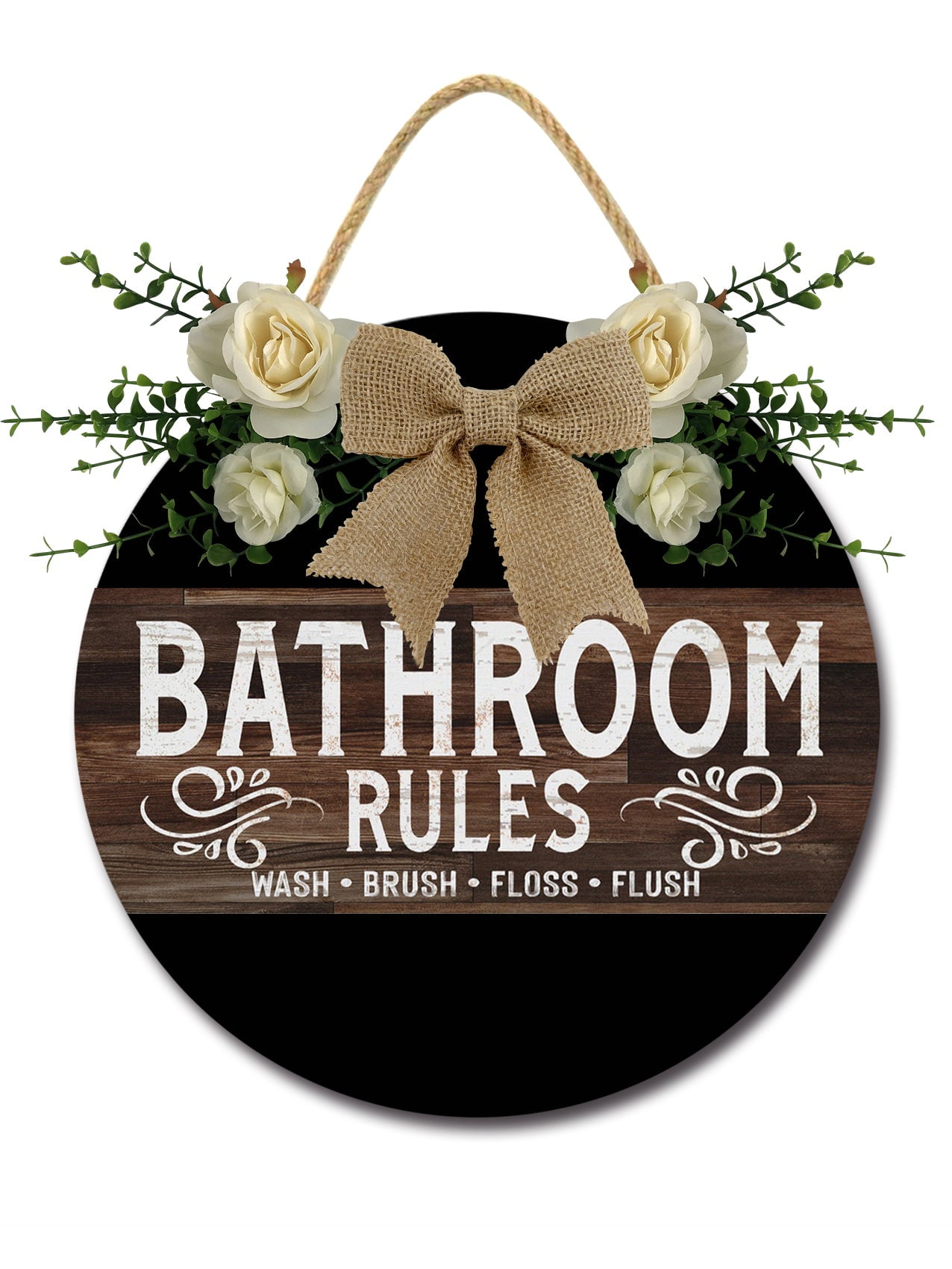 Eveokoki Bathroom Rules Signs for Bathroom Decor- Modern Farmhouse ...