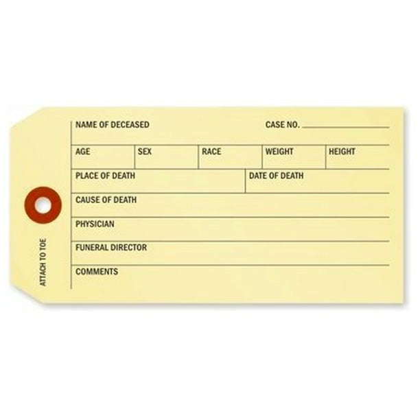 Toe Identification Tag for Coroner and Funeral, 5.25" x 2.625" Durable ...