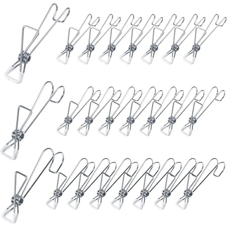 FanShow24 Pieces Metal Long Tail Clip with Nonslip Coating Laundry ...