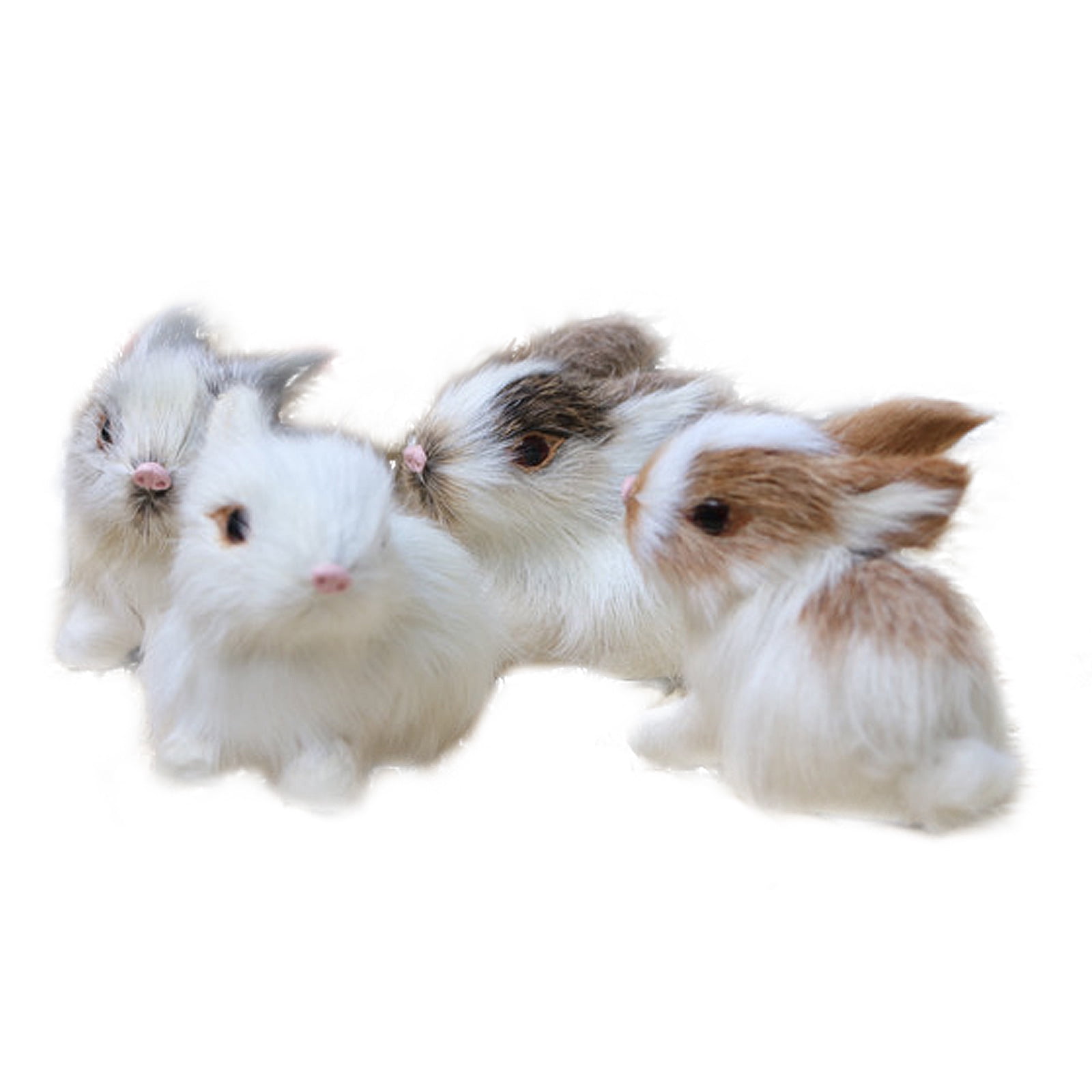 Pack of 4 Assorted Miniature Realistic Furry Rabbits Figurines ...