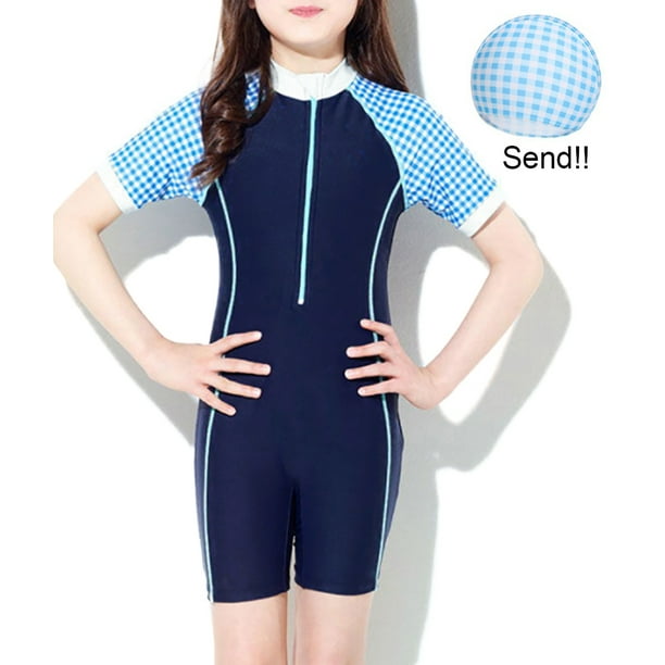 GYRATEDREAM Little Big Teen Girls Zip Up One Piece Rashguard Bathsuit ...