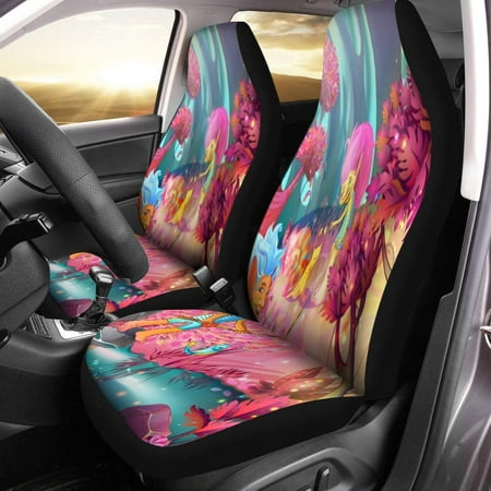 HATIART Set of 2 Car Seat Covers Cartoon Game Magic Funny Trolls ...