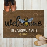 Personalized Planet Honeycomb Welcome Bee Doormat 27x18 Non-Slip Mat ...