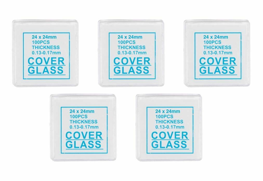AmScope 5-Pack of 100 Microscope Square Coverslip Slides 24mm x 24mm ...